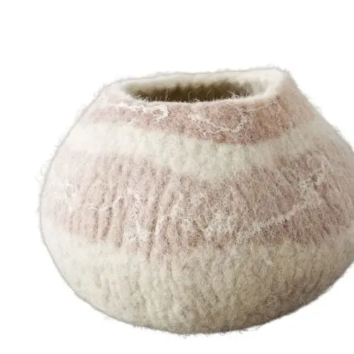 KANJU INTERIORS Soft Stone Harmony Ukhamba Wool Bowl - Natural