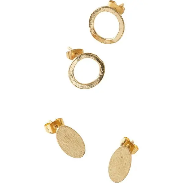 MATR BOOMIE Diya Collection Stud Earrings Tone Brass - Gold