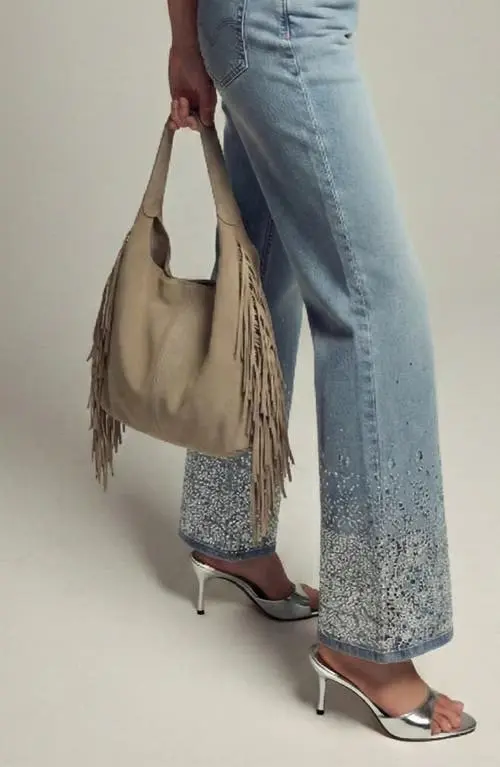 ELLE COLLECTION Suede Fringe Shoulder Bag