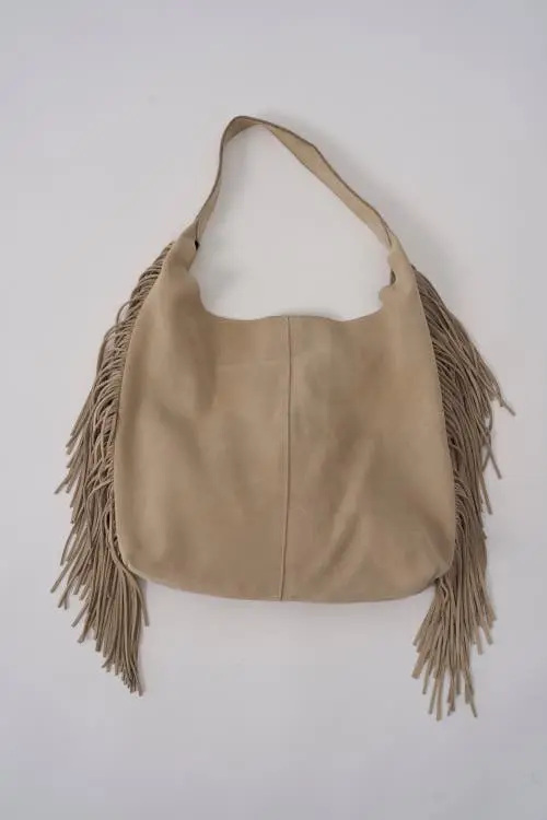 ELLE COLLECTION Suede Fringe Shoulder Bag