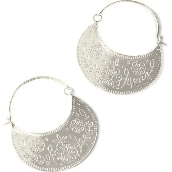 MATR BOOMIE Haveli Etched Hoop Earrings - Silver