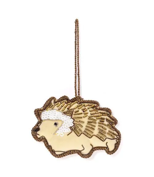 MATR BOOMIE Larissa Plush Hedgehog Beaded Fabric Ornamentembroidered - White