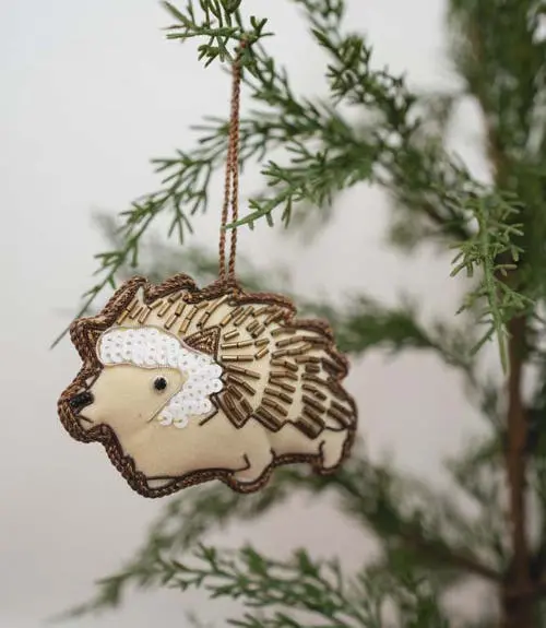 MATR BOOMIE Larissa Plush Hedgehog Beaded Fabric Ornamentembroidered
