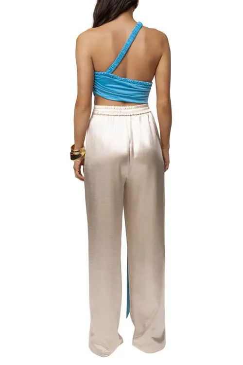 JLUXLABEL Spotlight Draped One-shoulder Top - Blue