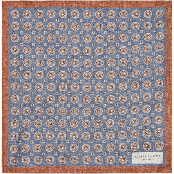Robert Talbott Colton Reversible Neat/pocket Square - Paisley Blue