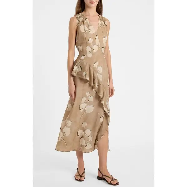 Santorelli Cona Midi Dress With Ruffle Panel