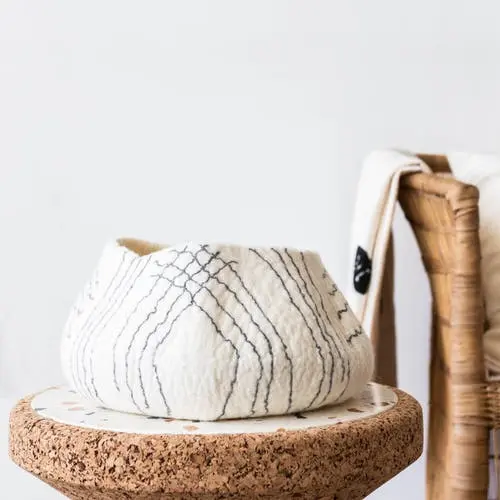 KANJU INTERIORS Ghana Wool Linear Basketset Of 2