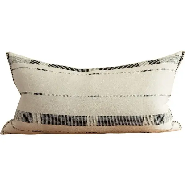 KANJU INTERIORS Fulcrum Oversized Cotton Lumbar Pillowwith Insert - Onyx