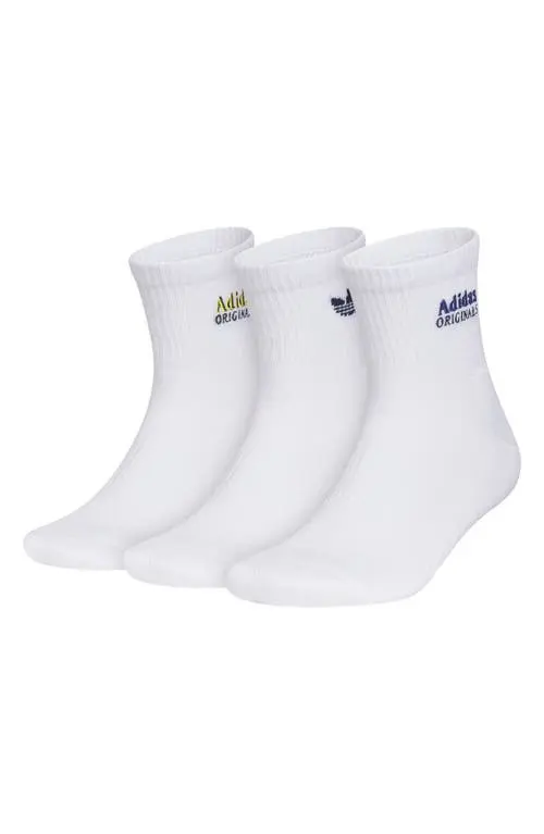 Adidas Assorted 3-pack Quarter Socks - White/yellow/blue