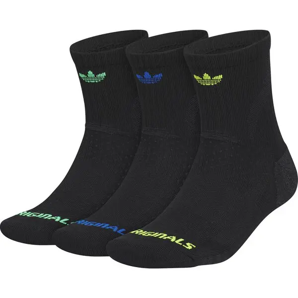 Adidas Originals Assorted 3-pack Tech Socks - Black/screaming Green/blue