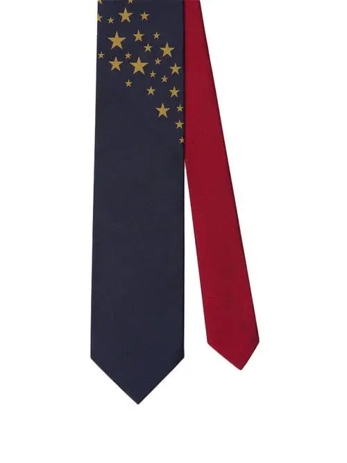 Robert Talbott Two-tone Star Print Silk Neck Tie - Navy/red