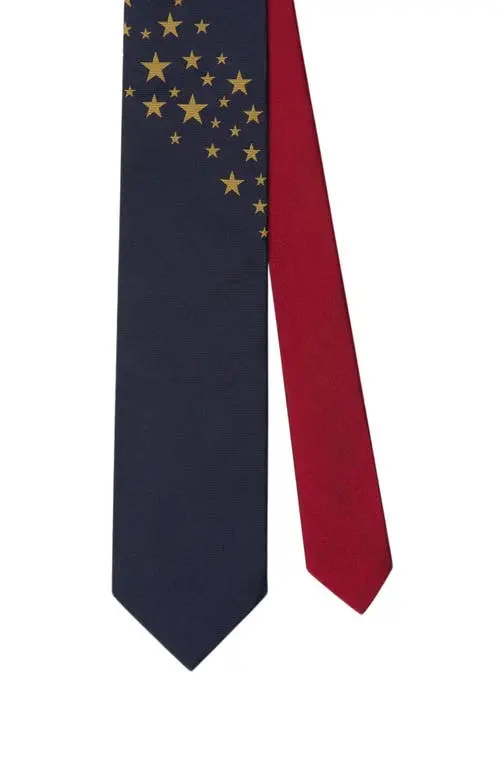 Robert Talbott Two-tone Star Print Silk Neck Tie - Navy/red