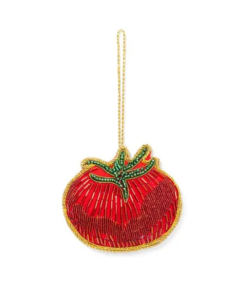 MATR BOOMIE Larissa Plush Tomato Beaded Fabric Ornamentembroide - Red