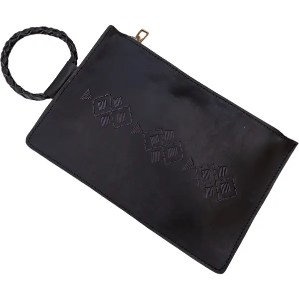 AMASOUK Layla Embroidered Clutch With Braided Handle