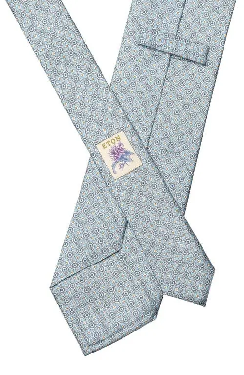 Eton Medallion Silk Neck Tie - Light Blue