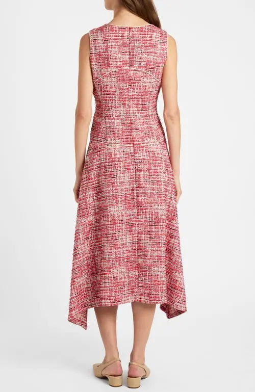 Santorelli Enza Midi Sleeveless Handkerchief Dress In Modern Tweed