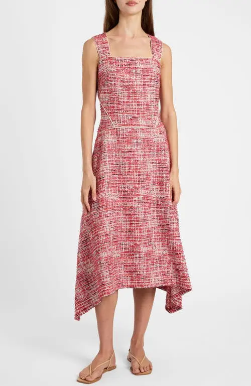 Santorelli Enza Midi Sleeveless Handkerchief Dress In Modern Tweed