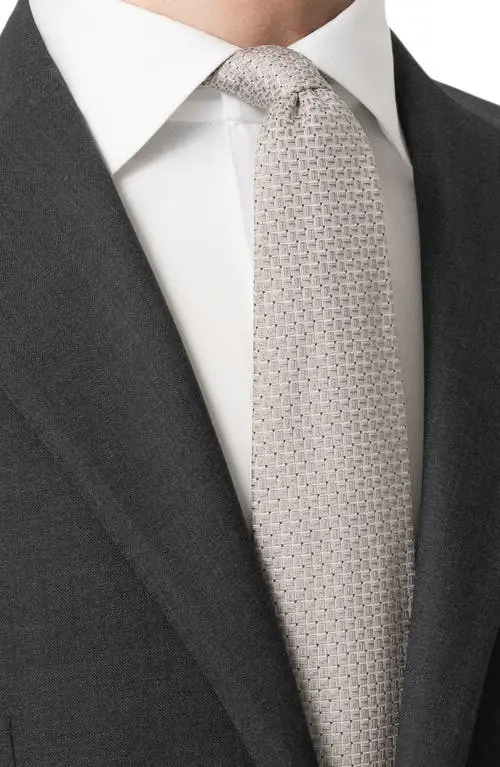 Eton Micro Geo Silk Neck Tie - Light Grey