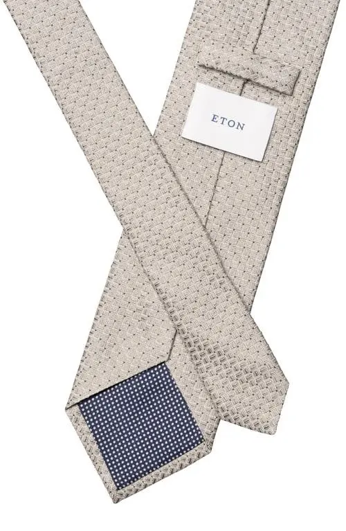 Eton Micro Geo Silk Neck Tie - Light Grey