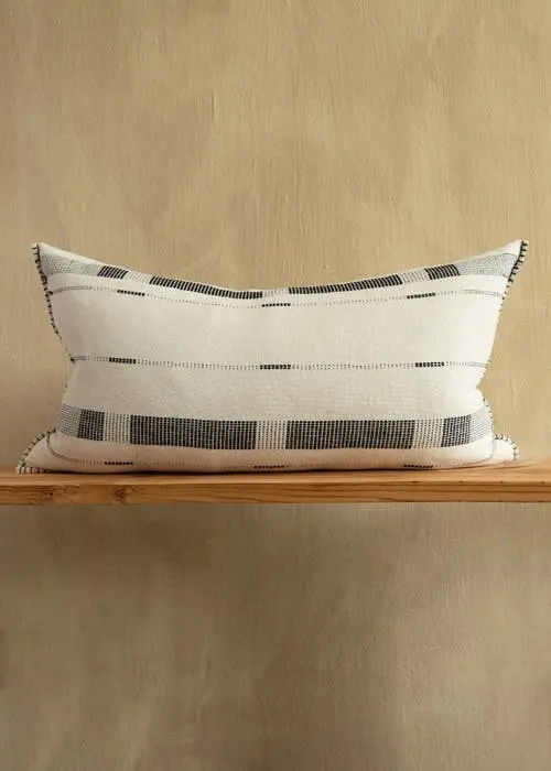 KANJU INTERIORS Fulcrum Oversized Cotton Lumbar Pillowcover Only - Onyx