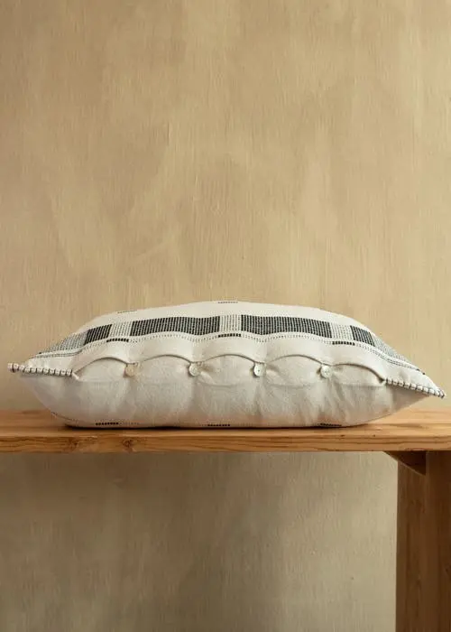 KANJU INTERIORS Fulcrum Oversized Cotton Lumbar Pillowcover Only - Onyx