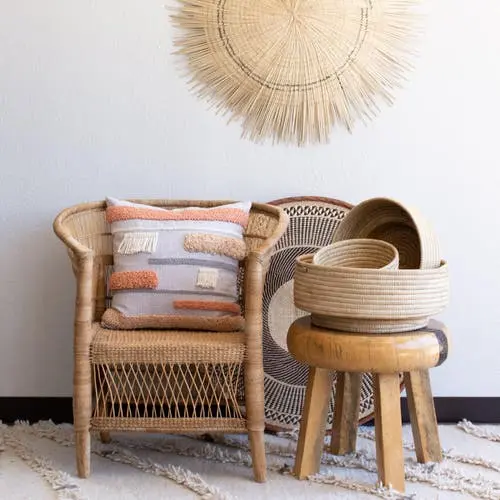 KANJU INTERIORS Woven Dengu Basketset Of 3
