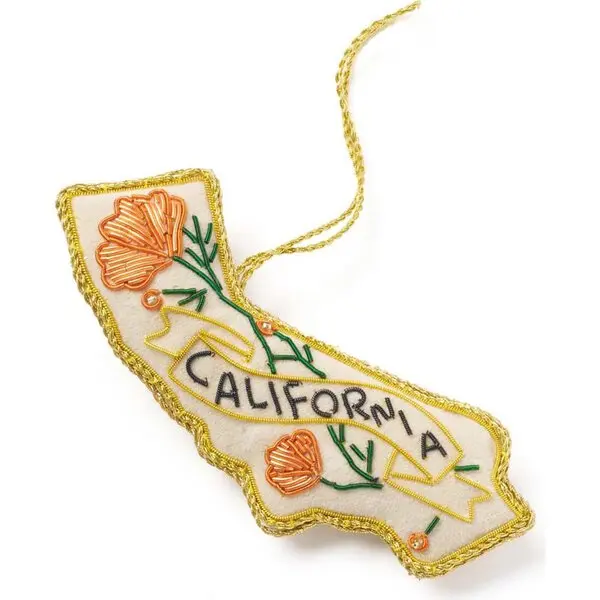 MATR BOOMIE California Poppy Beaded Fabric Ornament - Natural