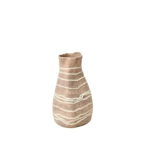 KANJU INTERIORS Tribal Lines Pink Wool Gourd Basket - Dusty Rose