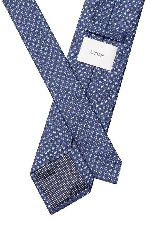 Eton Micro Floral Silk Neck Tie - Dark Blue