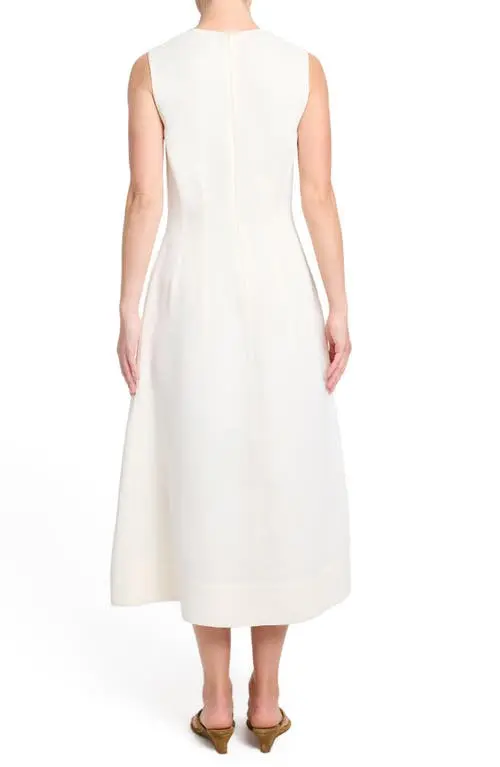 TWP Sleeveless Darted Crewneck Midi Dress With Pockets