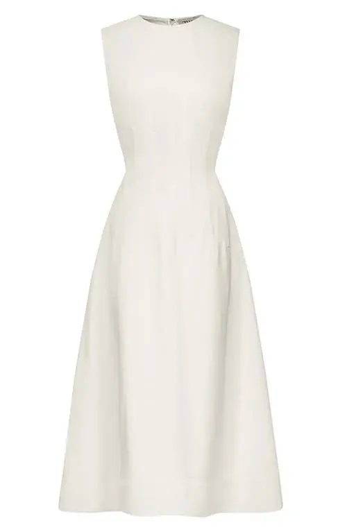 TWP Sleeveless Darted Crewneck Midi Dress With Pockets