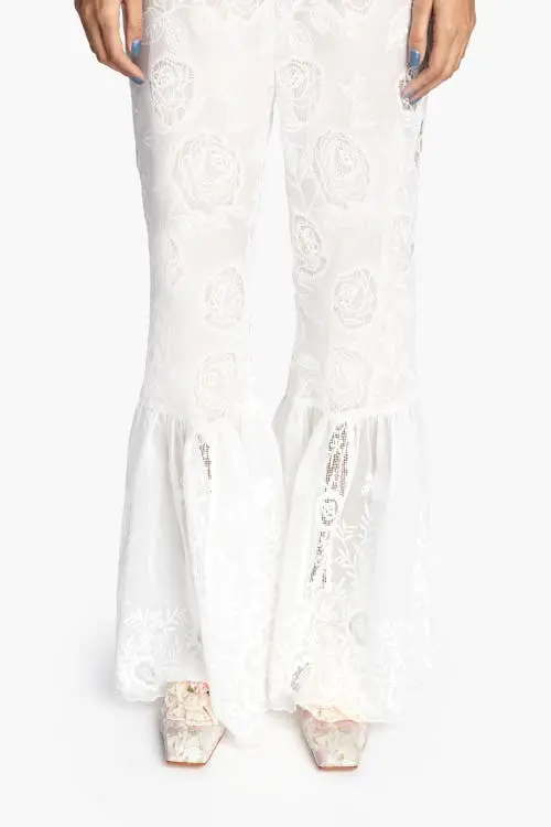 Anna Sui Cottage Rose Lace Bell-bottom Pants