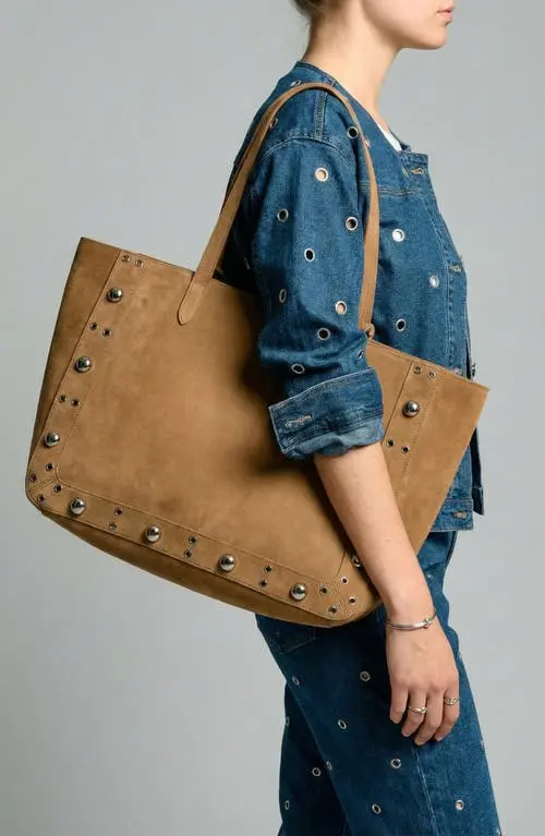 ELLE COLLECTION Suede Grommet Tote - Camel