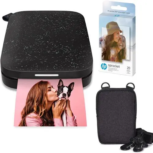 HP Sprocket 2x3 Photo Printer With Zink Paper And Carrying Case - Black