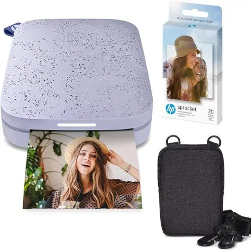 HP Sprocket 2x3 Photo Printer With Zink Paper And Carrying Case - Purple