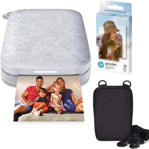 HP Sprocket 2x3 Photo Printer With Zink Paper And Carrying Case - White