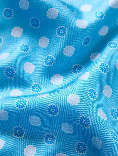 Robert Talbott York Geo Herringbone Pocket Square - Blue