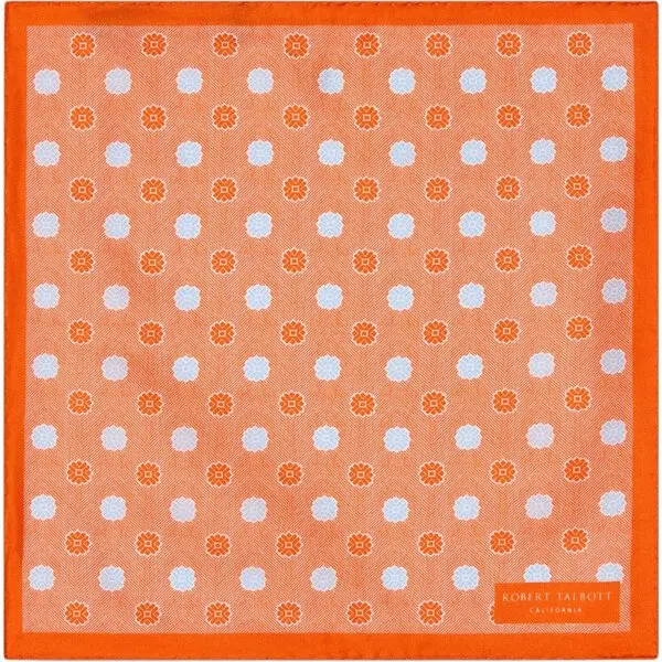 Robert Talbott York Geo Herringbone Pocket Square - Orange