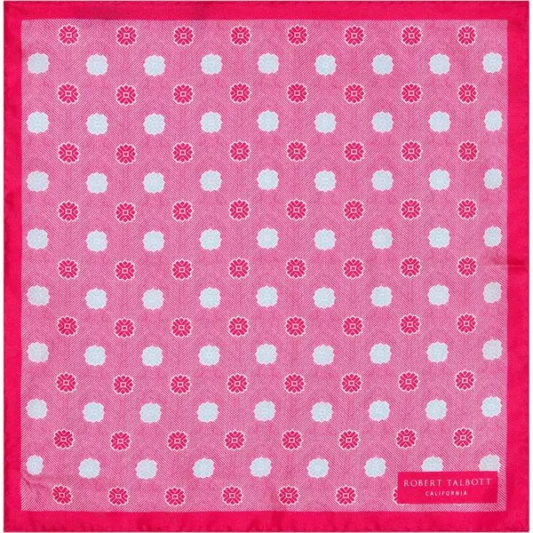 Robert Talbott York Geo Herringbone Pocket Square - Pink