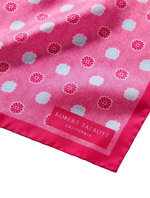 Robert Talbott York Geo Herringbone Pocket Square - Pink