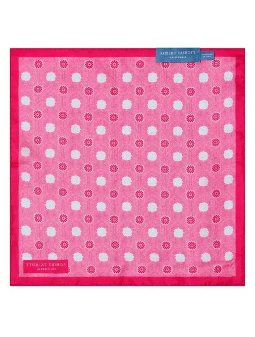 Robert Talbott York Geo Herringbone Pocket Square - Pink