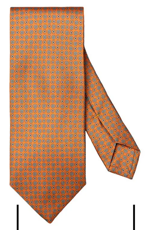 Eton Micro Floral Silk Neck Tie - Medium Orange
