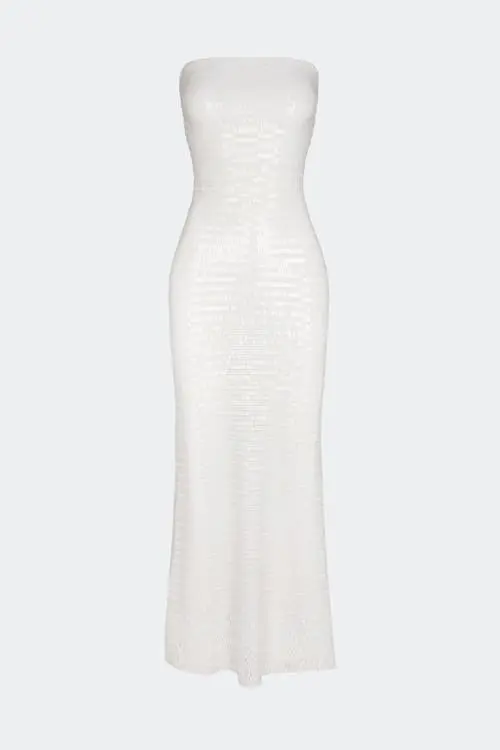 SIMONMILLER Sculptural Sequin Strapless Gown - Macadamia