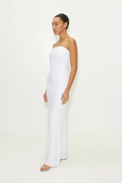 SIMONMILLER Sculptural Sequin Strapless Gown - Macadamia