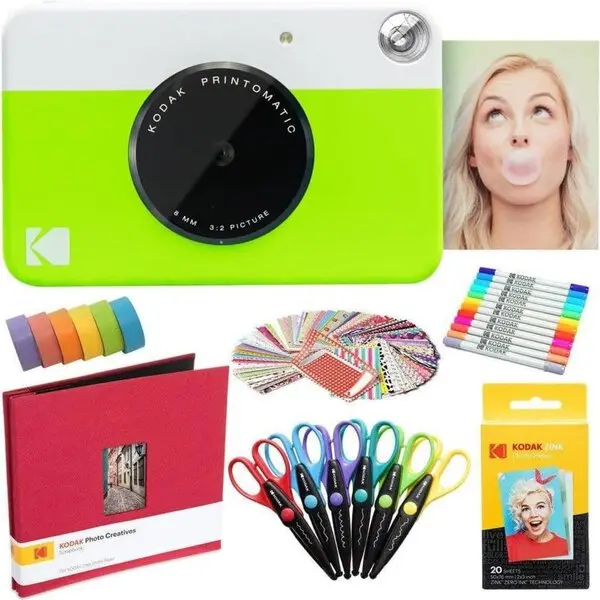 KODAK Printomatic Instant Camera Bundle With 20 Sheets Of Zink Paper - Green