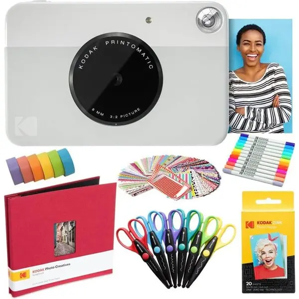 KODAK Printomatic Instant Camera Bundle With 20 Sheets Of Zink Paper - Grey