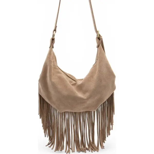 BOLSA NOVA Dallas Suede Fringe Hobo - Sand
