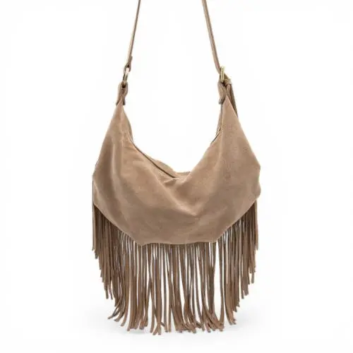 BOLSA NOVA Dallas Suede Fringe Hobo Bag