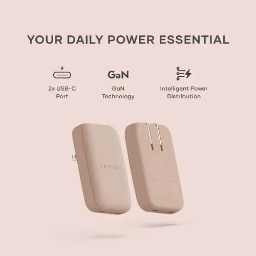SATECHI Onthego 67w Slim Wall Charger - Desert Rose