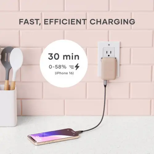 SATECHI Onthego 67w Slim Wall Charger - Desert Rose